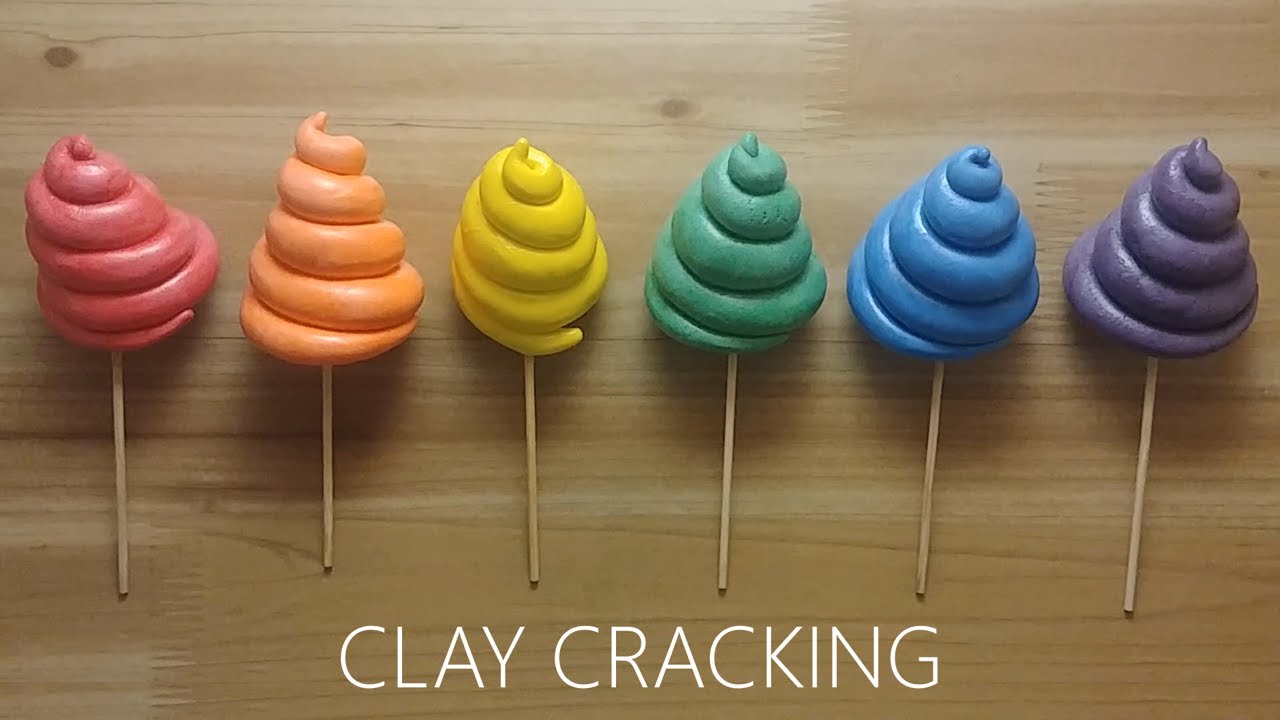 Rainbow poop clay cracking 2 무지개 똥 점토 부수기 2 - YouTube