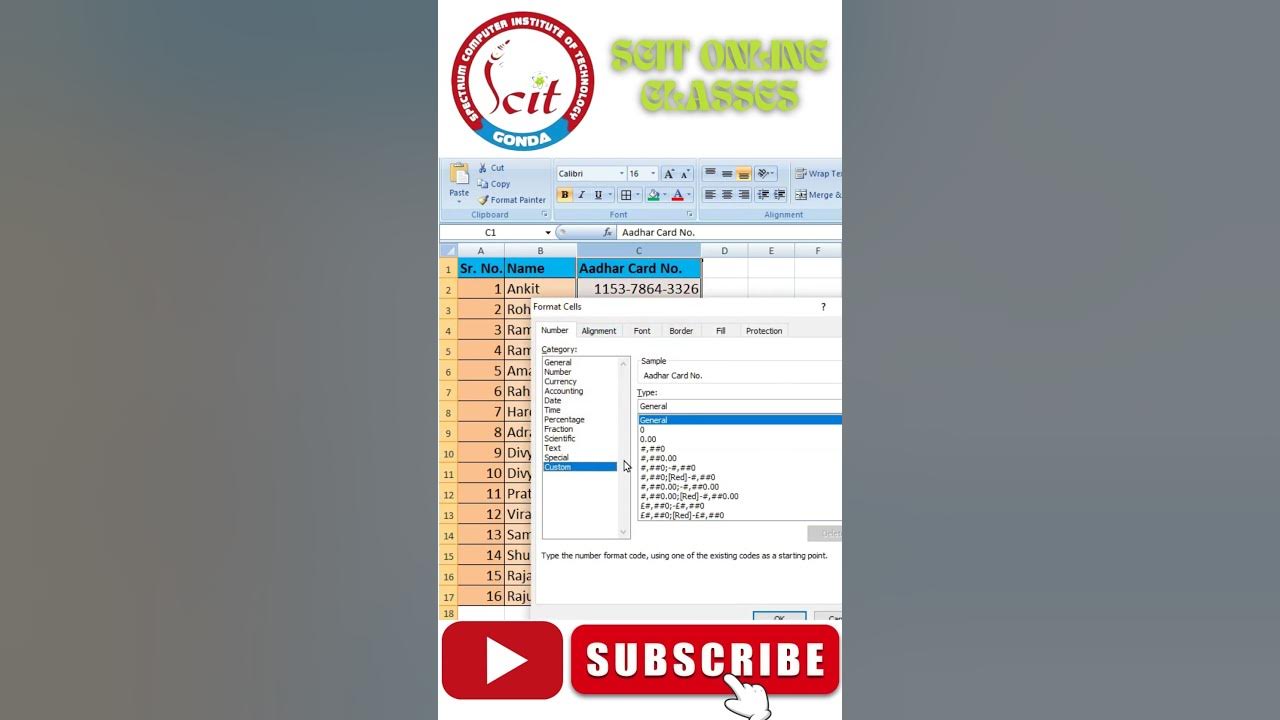 Data Formatting In Ms Excel Excel Exceltips Exceltutorial 0738
