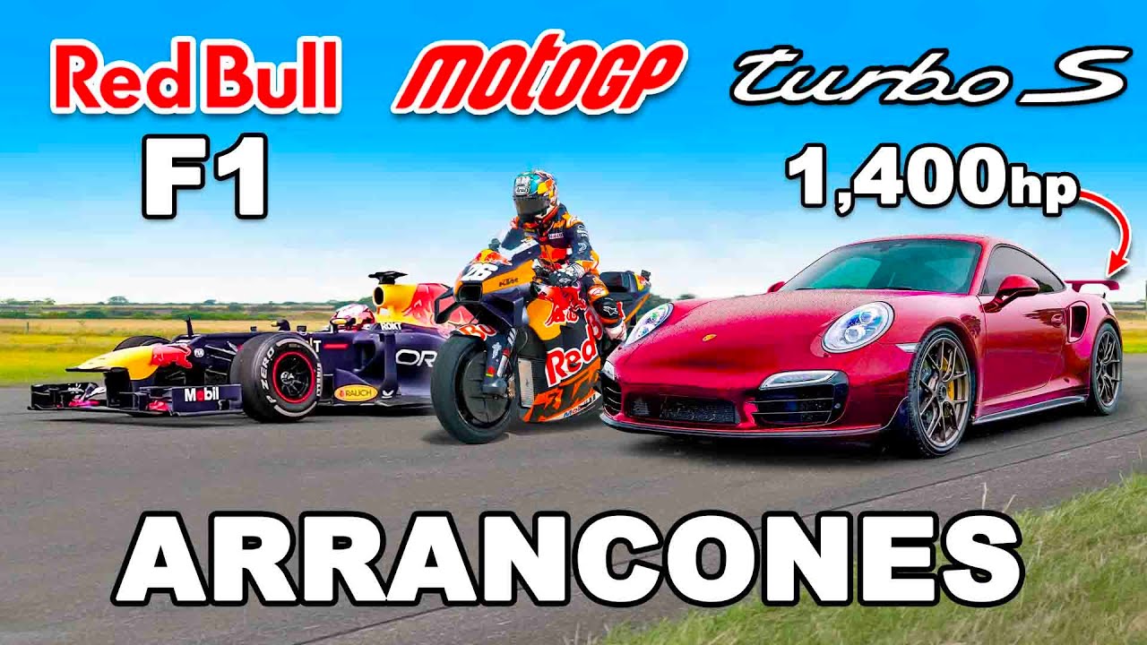 F1 vs Moto GP vs Porsche de 1,400hp: ARRANCONES - YouTube