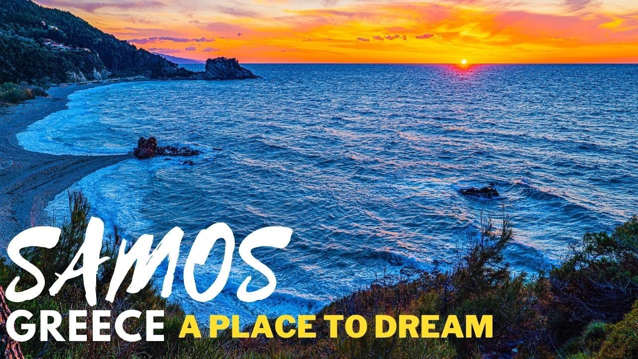 SAMOS Sunset in Potami Beach Karlovasi Greece ΣΑΜΟΣ Ηλιοβασίλεμα στην ...