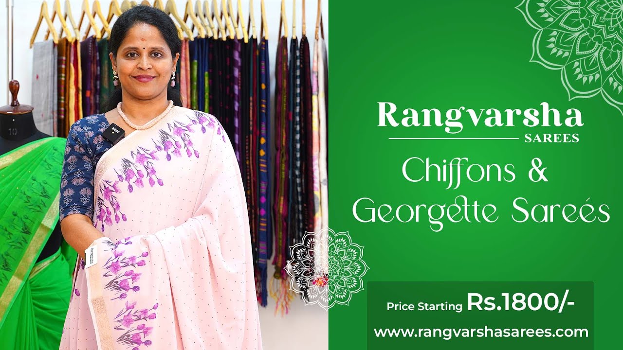 Georgette and chiffon Sarees-Rangvarsha Sarees -Printed flowy ...