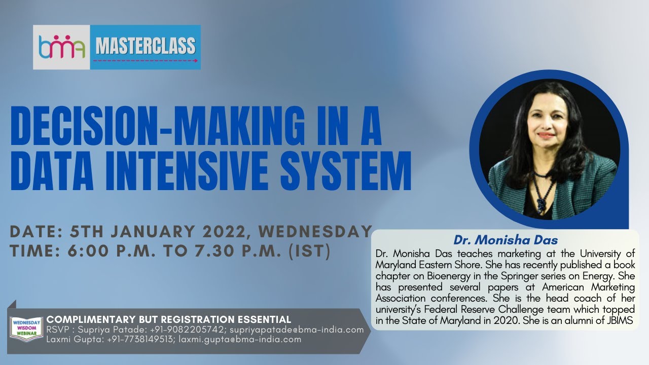 Decision-Making in a Data Intensive System by Dr. Monisha Das - YouTube