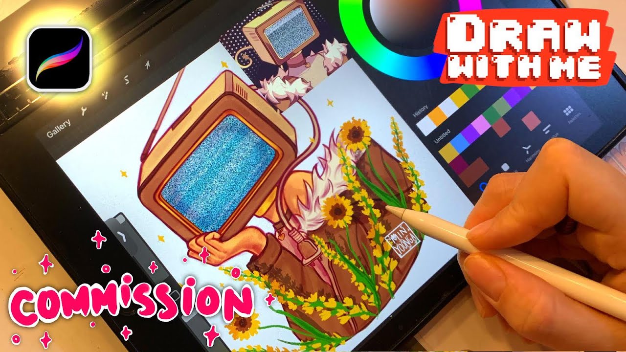 Draw With Me | Commission Art ASMR | Procreate Process🌻🌼 - YouTube