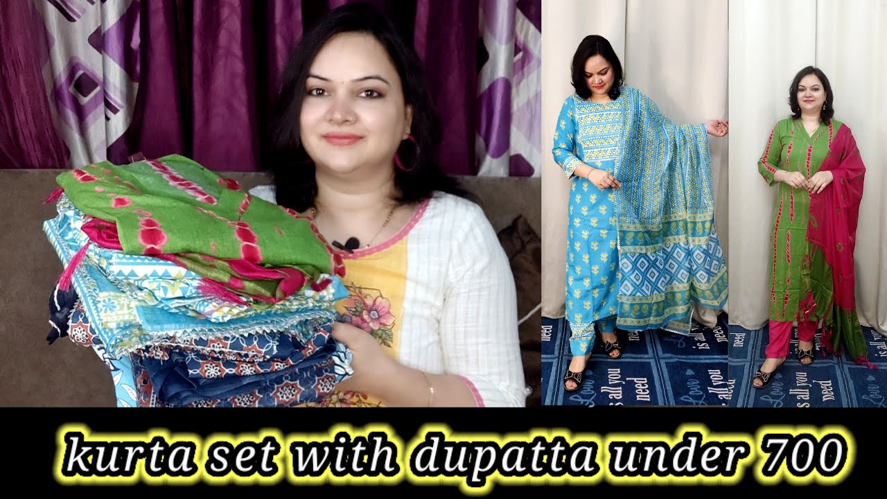 Amazon kurta set with dupatta under 700 | daily/office wear kurta set ...