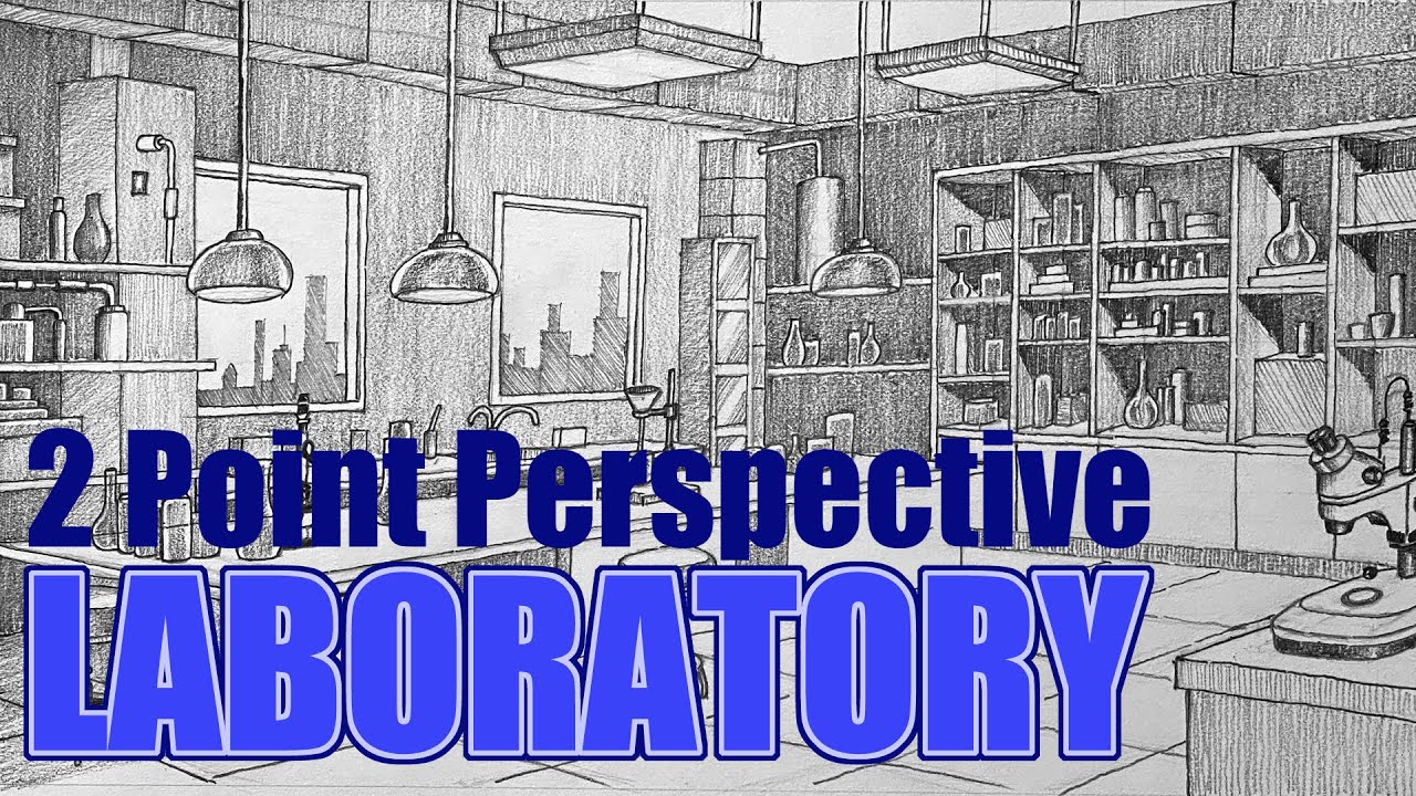 How to draw a Laboratory in 2 Point Perspective - YouTube
