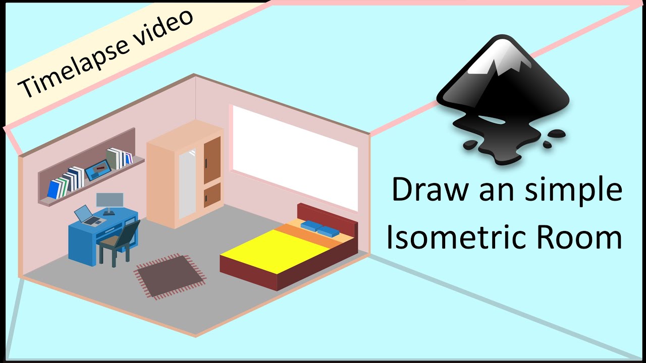 Draw a simple Isometric bedroom using Inkscape (Timelapse) - YouTube