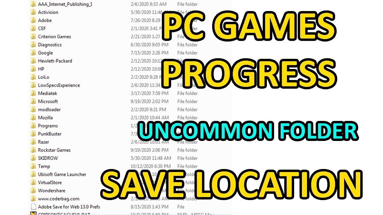 Where is the progress of PC games Saved? | Hidden folder - YouTube
