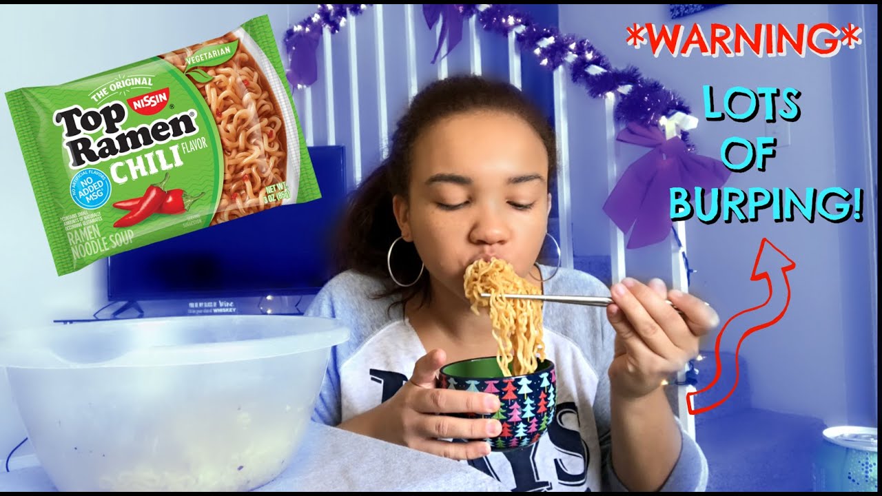 TRYING THE NEW CHILI RAMEN w/ LOTS OF BURPING! - YouTube