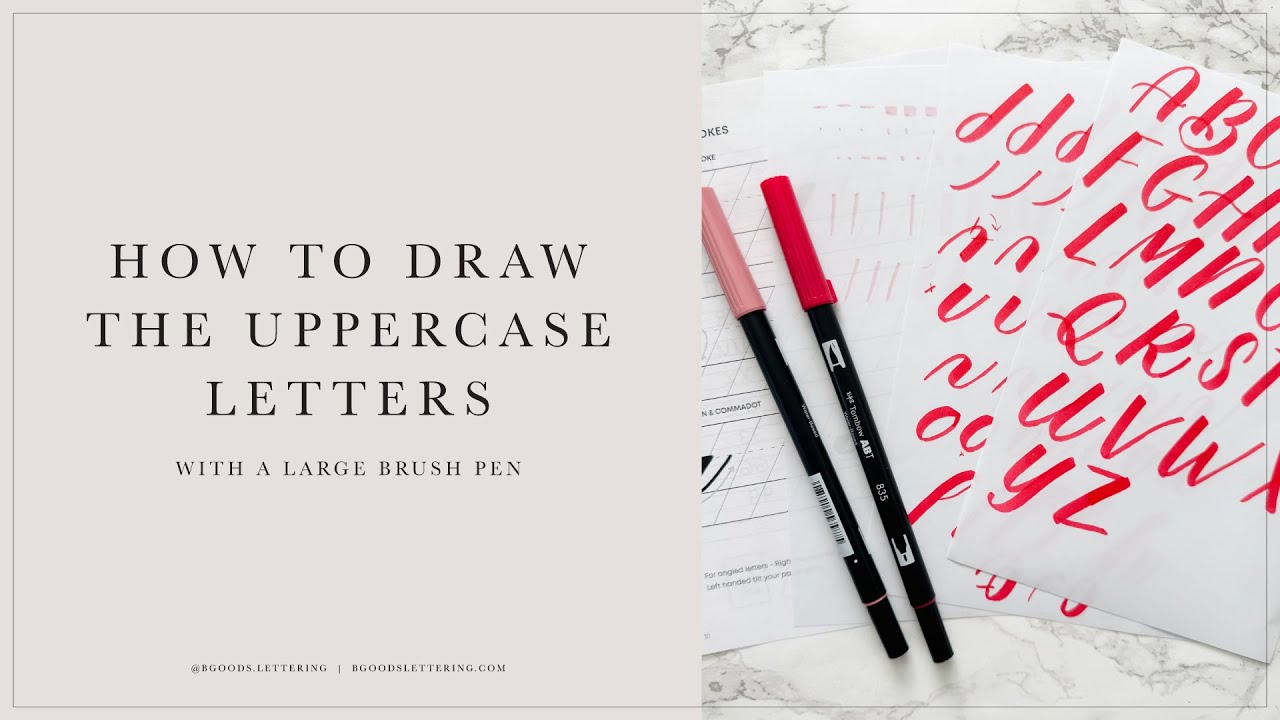 How to draw The Uppercase Letters with a Large Brush Pen - YouTube