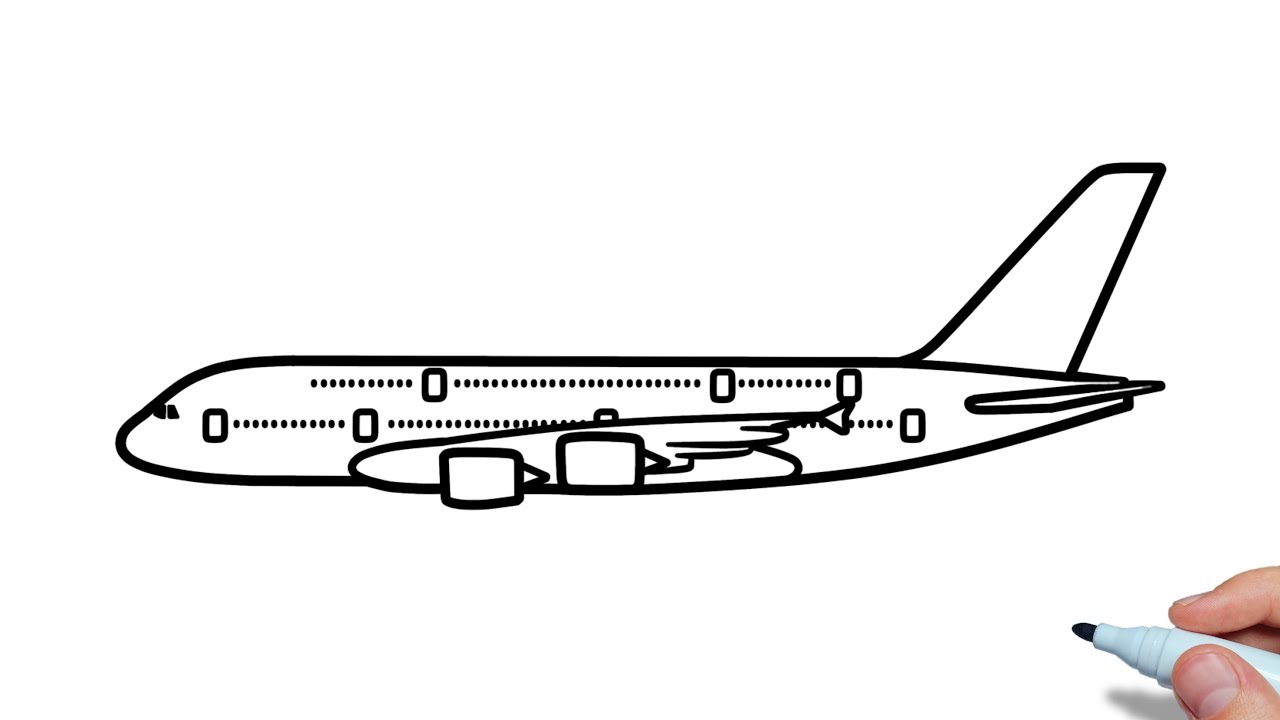How to draw an Airbus A380 easy / drawing airbus a380 plane from the ...