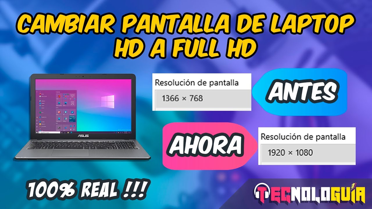 CÓMO CAMBIAR Y PONER UNA PANTALLA FULL HD 1080P EN TU LAPTOP - YouTube