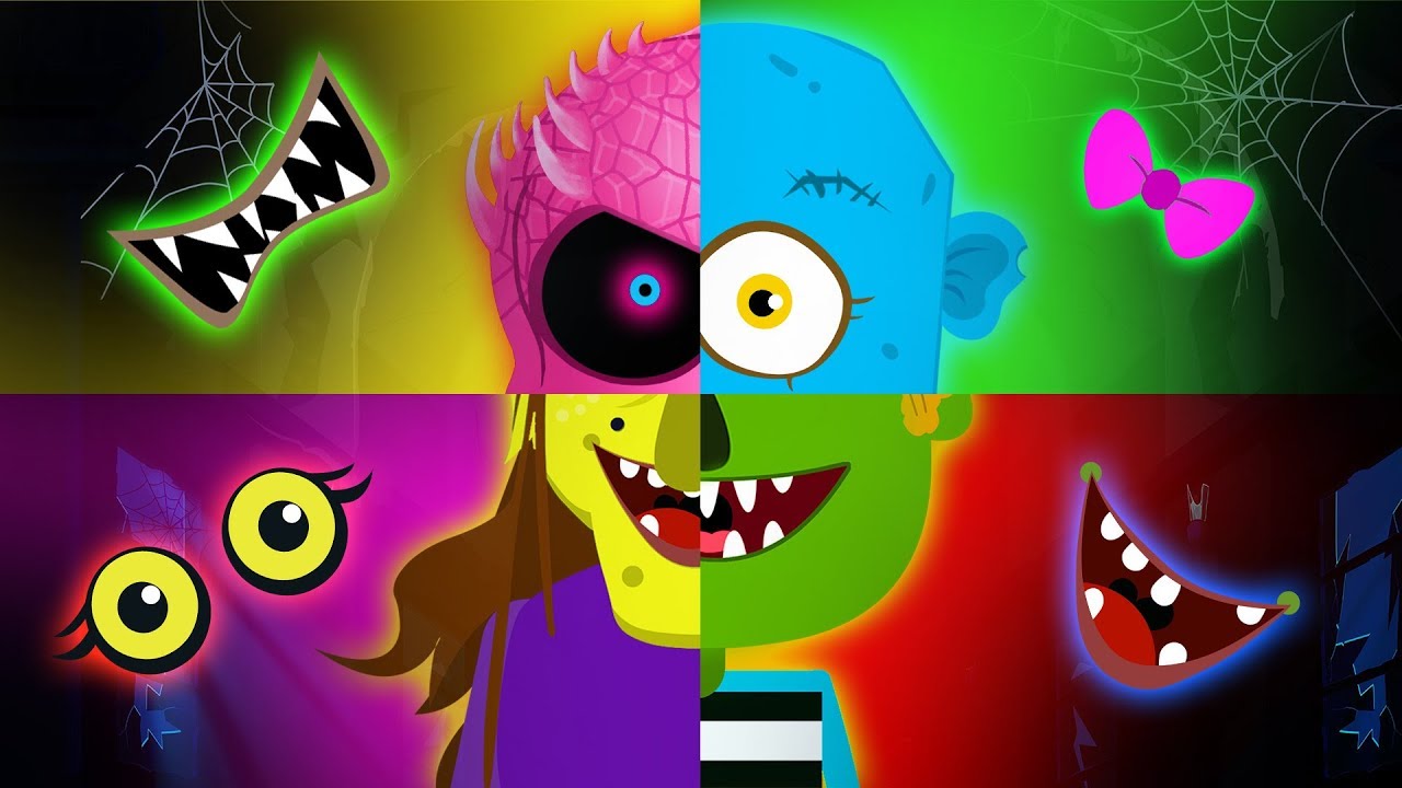 Big Skeleton Zombie Witch Wrong Face Game | Midnight Madness Finger Family HALLOWEEN At Teehee ...