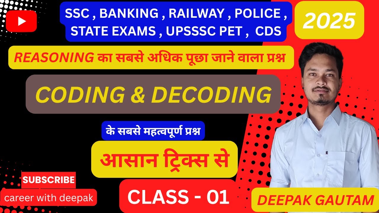 Coding And Decoding Reasoning Classes Class 01 Ssc Railway 6453