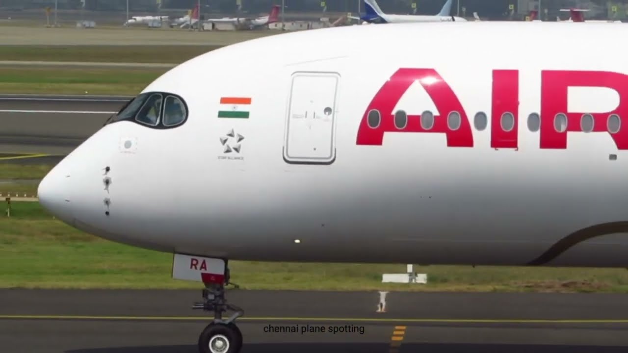 Indian's first AirIndia airbus A350-900 bom to maa takeoff runway 07 ...