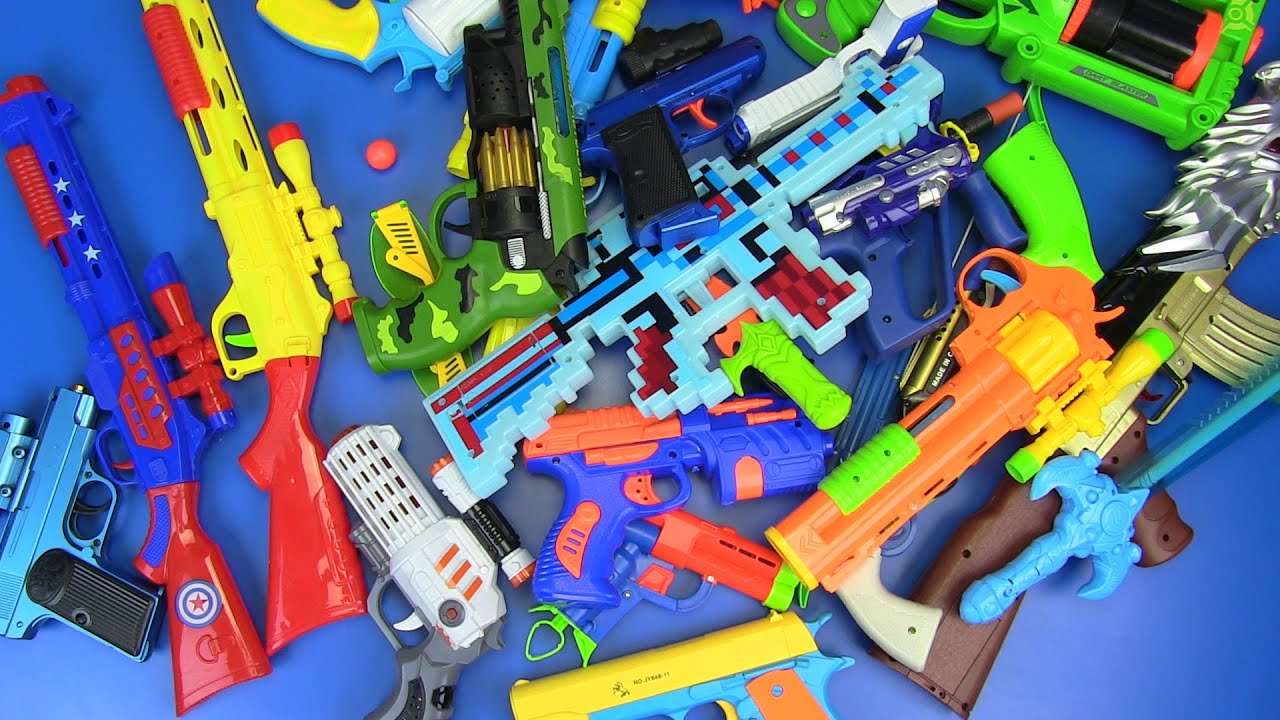Colored Toys - Box of Colored Gun Toys ! - YouTube