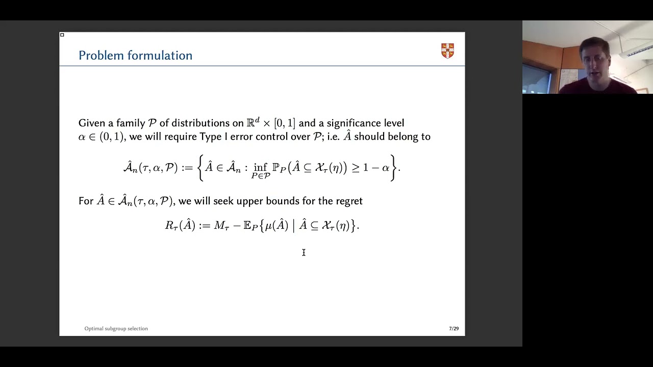 Richard Samworth - Optimal Subgroup Selection - YouTube