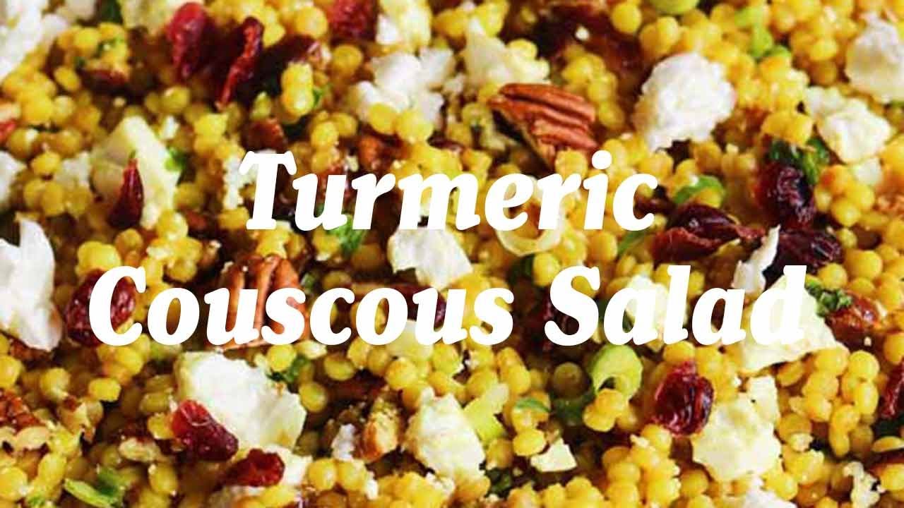 Turmeric Couscous with Dried Cranberries, Feta & Pecans - YouTube