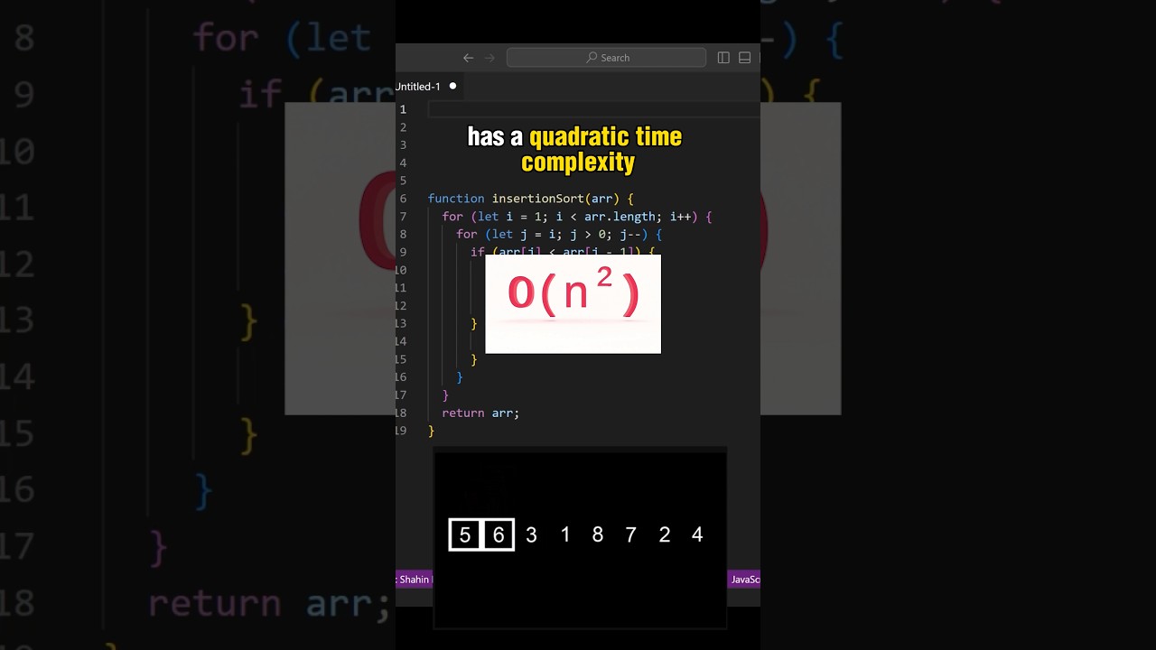 Javascript Insertion Sort Step By Step Guide Youtube