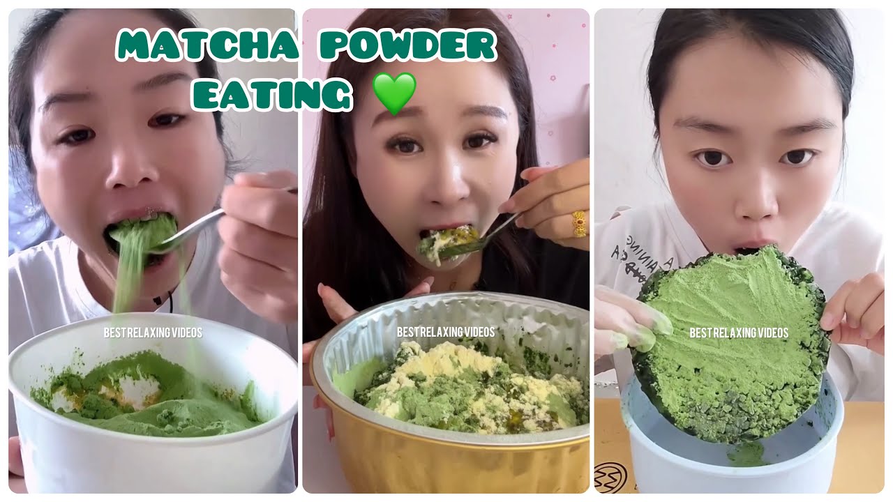 [ASMR] HEAVY MATCHA POWDERED ICE EATING MATCHA ASMR & BIG BITES 😋 ...