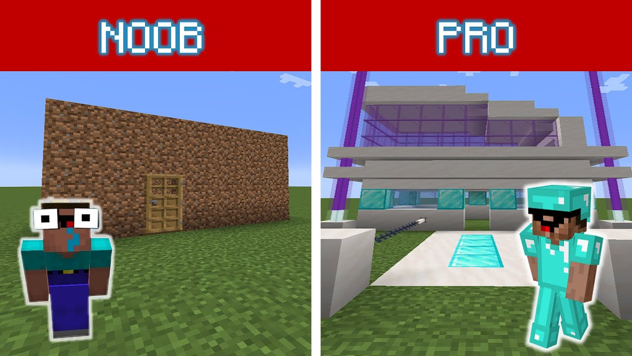 NOOB VS PRO: HOUSE BUILD BATTLE pt.1 - YouTube