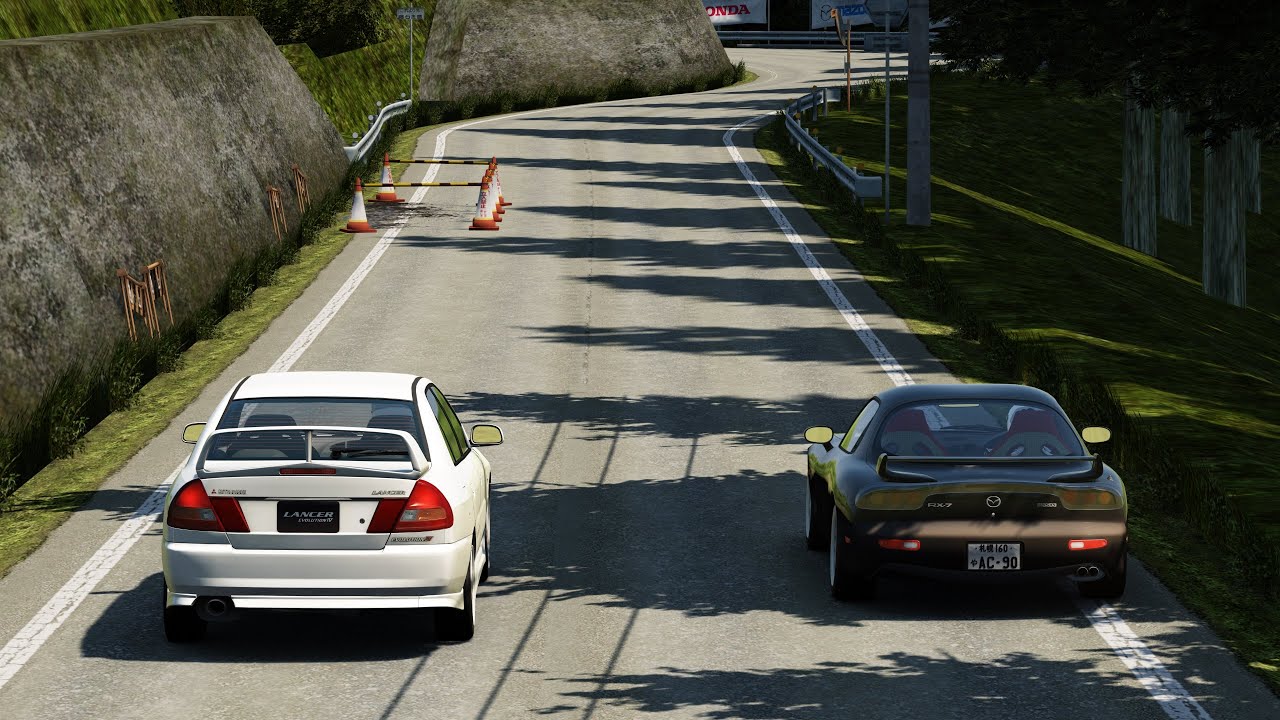 Assetto Corsa Initial D map battle! FD3S VS Evo 4 on Tsuchisaka - YouTube