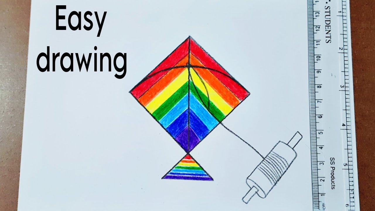 Kite Drawing Easy || How To Draw Kite Drawing Easy Step by Step ...