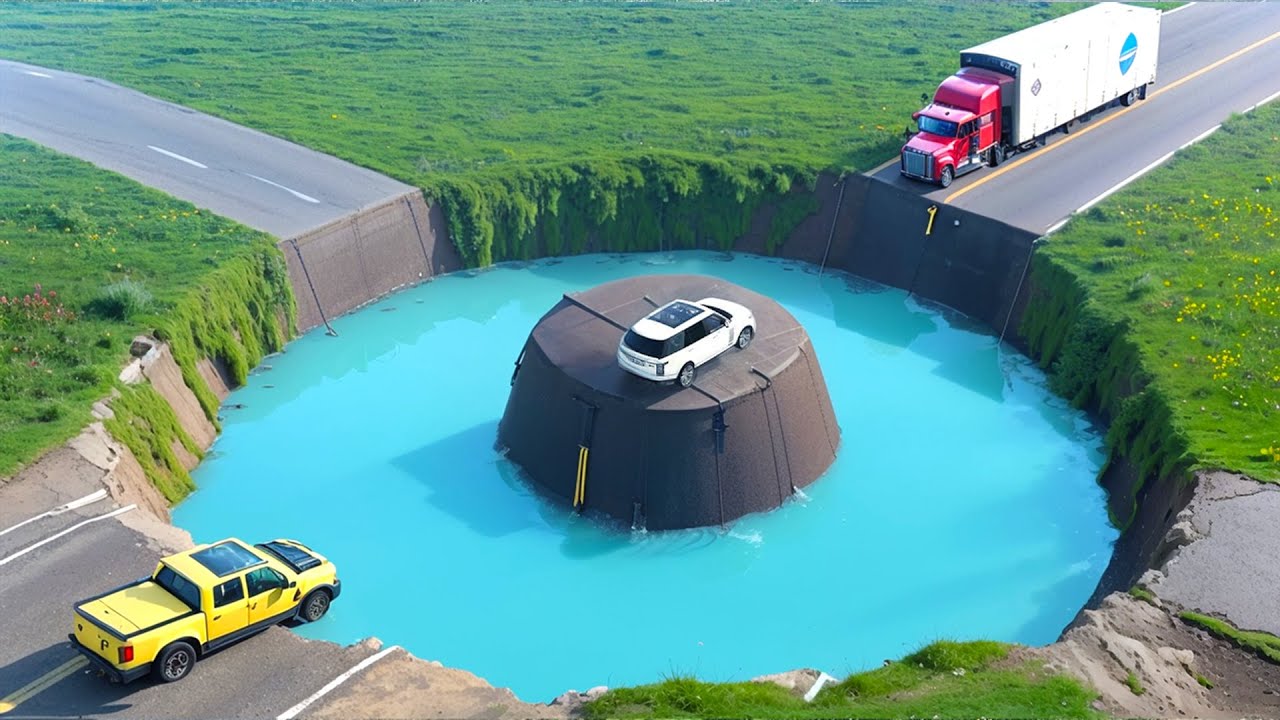 Cars Driving over Water Pit and Upside Down Speed Bumps - Ultimate ...