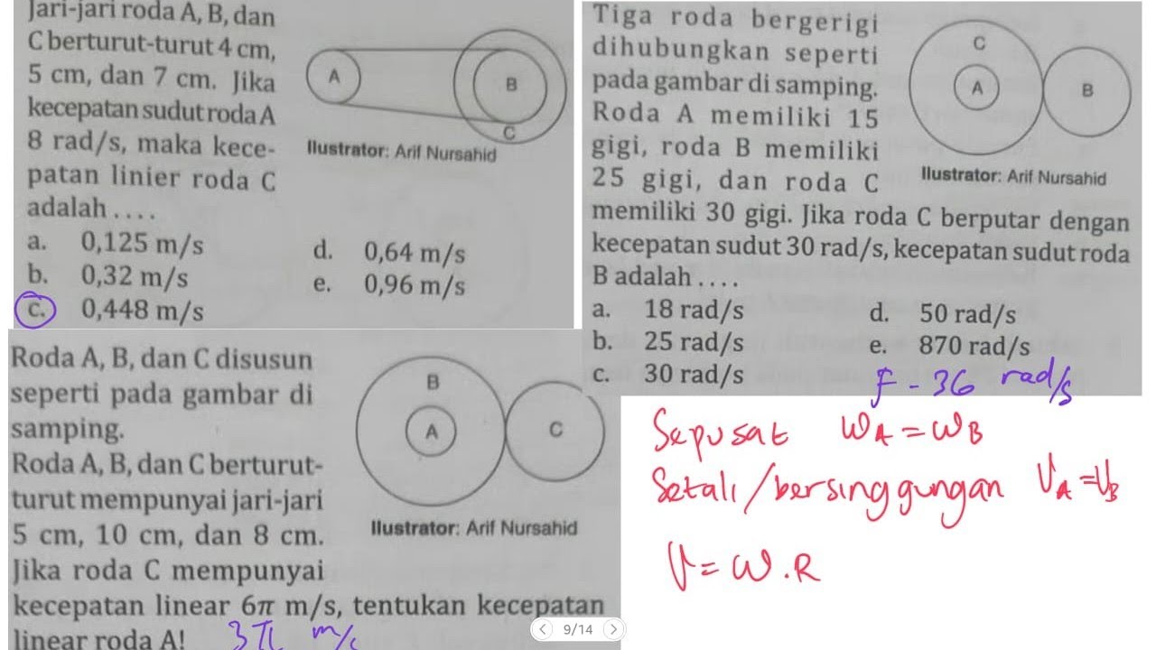 Tiga Contoh soal roda a b c berhubungan | gerak melingkar Part 4 - YouTube