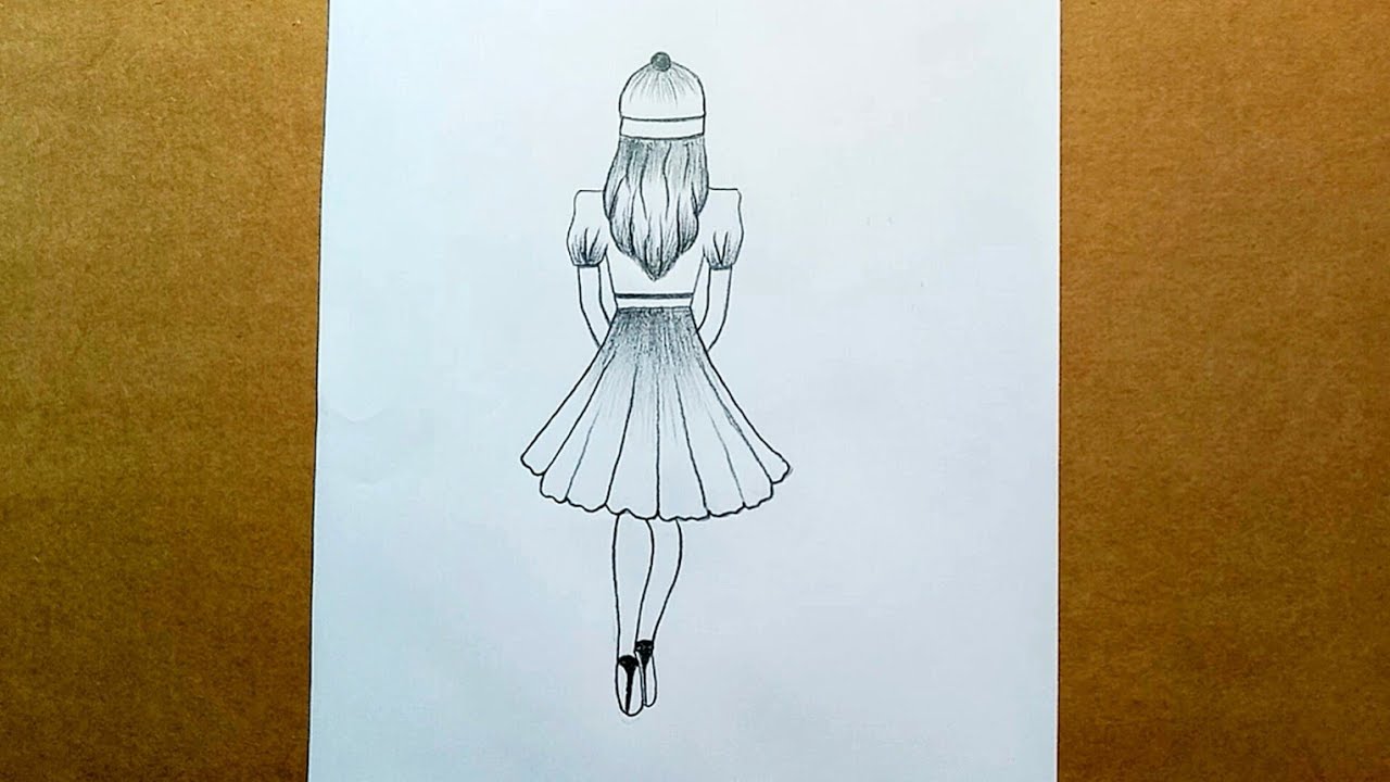 Easy Girl Back Side Drawing / for beginners🥰🥰 - YouTube