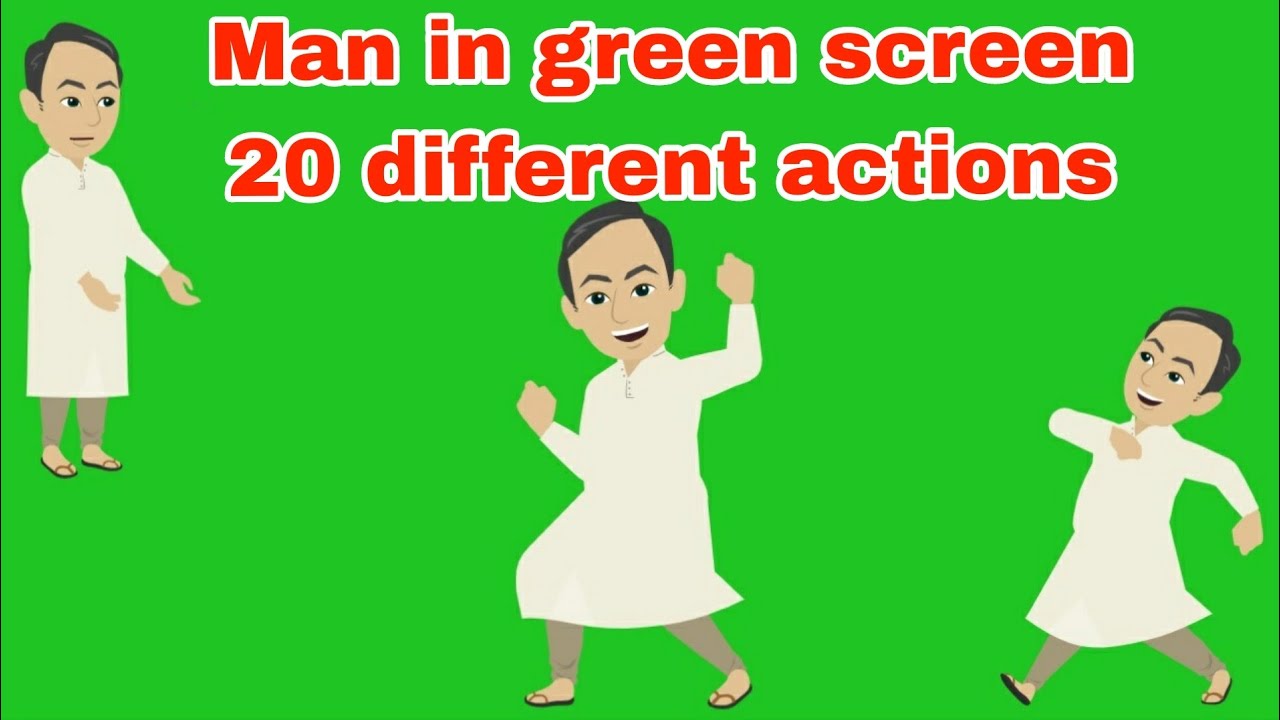 Man cartoon character in green screen| all poses| green screen cartoon ...