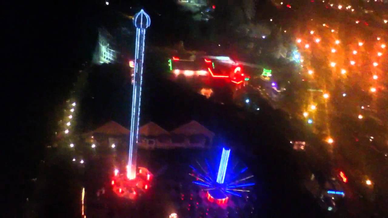 Kemah boardwalk tower at night - YouTube