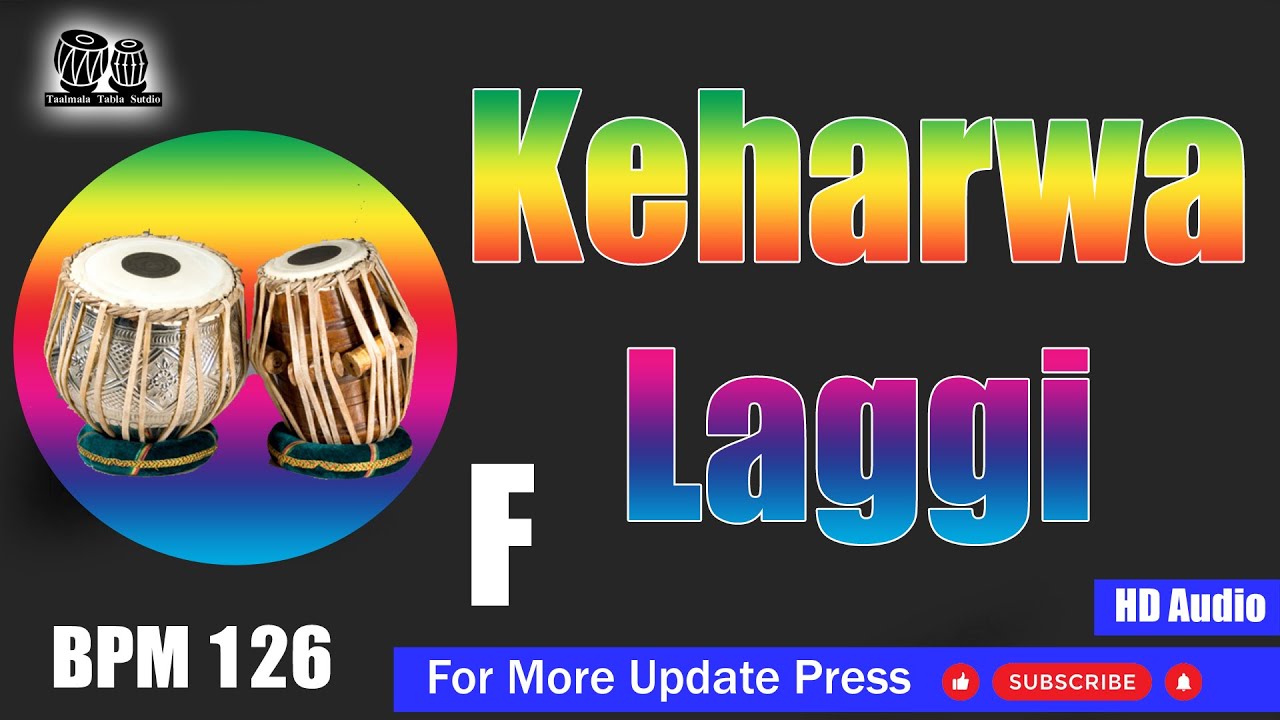 F scale keharwa Tabla loop bpm 126 taalmala tabla studio - YouTube
