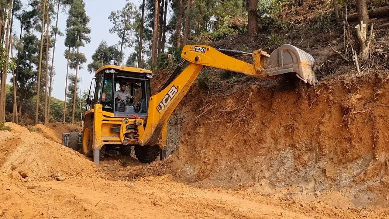Cutting Hill and Making New Road With JCB Backhoe - JCB Making Road on ...