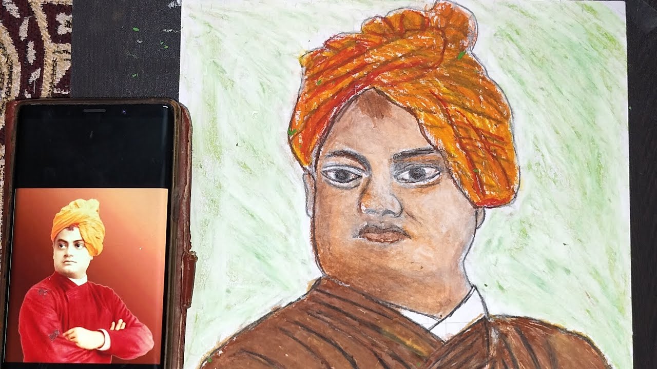 swami vivekanand Drawing with oil pastel, How to draw swami vivekanand ...