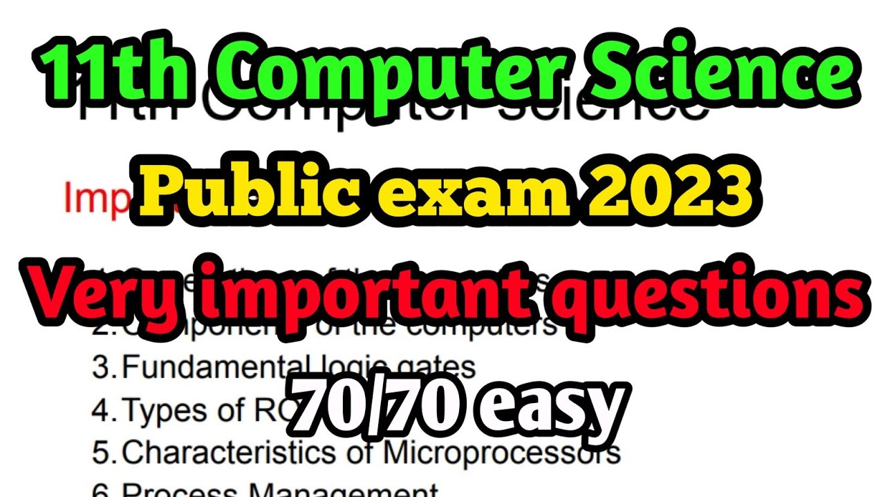 11th Computer science public exam important questions 2023 || 11th CS ...
