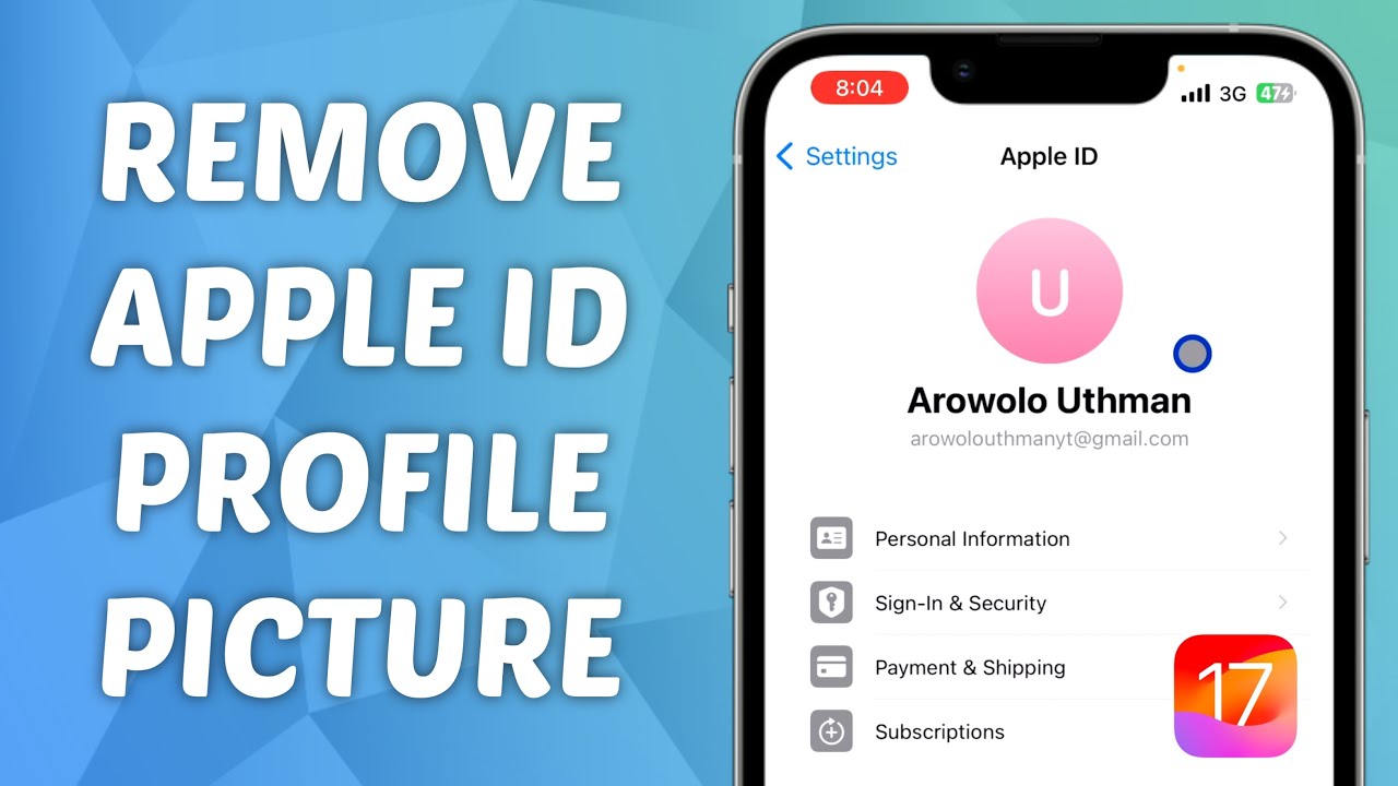 How to Remove Apple ID Profile Picture on iPhone - iOS 17 - YouTube