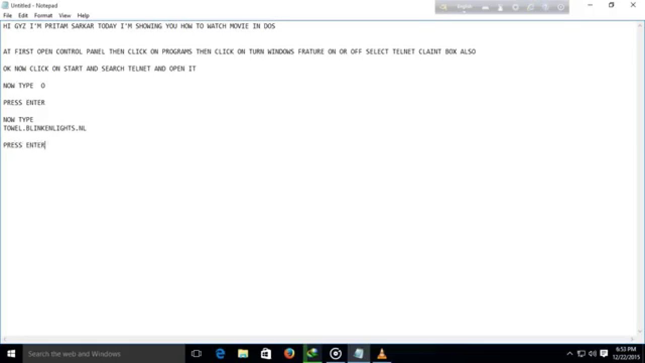 HOW TO WATCH ASCII MOVIE IN DOS - YouTube