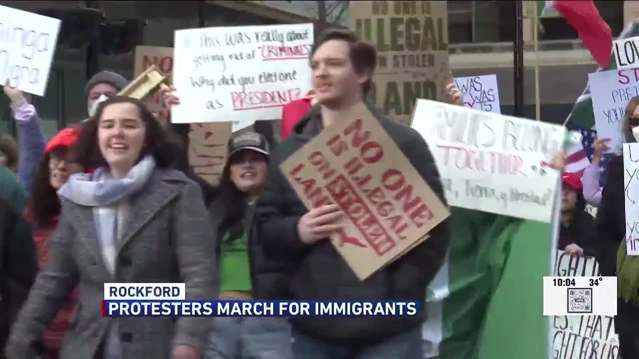 Hundreds assemble for pro-immigrant protest across downtown Rockford ...