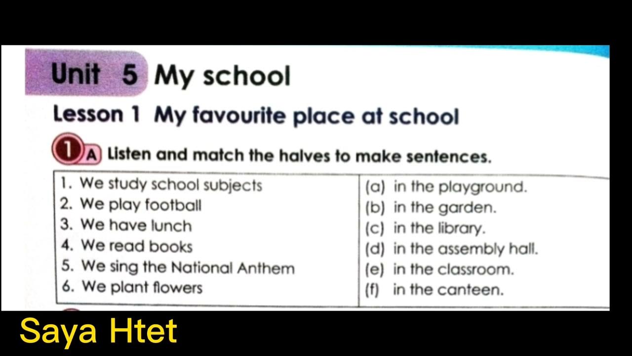 Grade 5 Unit 5 My school Lesson 1 My favourite place at school Exercise ...