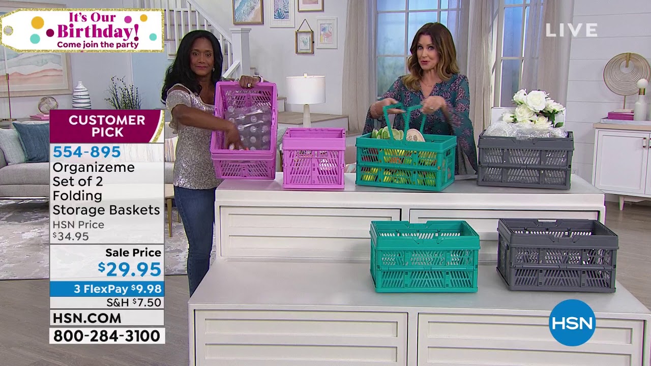 Organizeme Set of 2 Folding Storage Baskets - YouTube