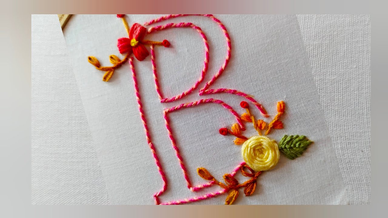 Embroidered letter B||letter embroidery designs for beginners - YouTube