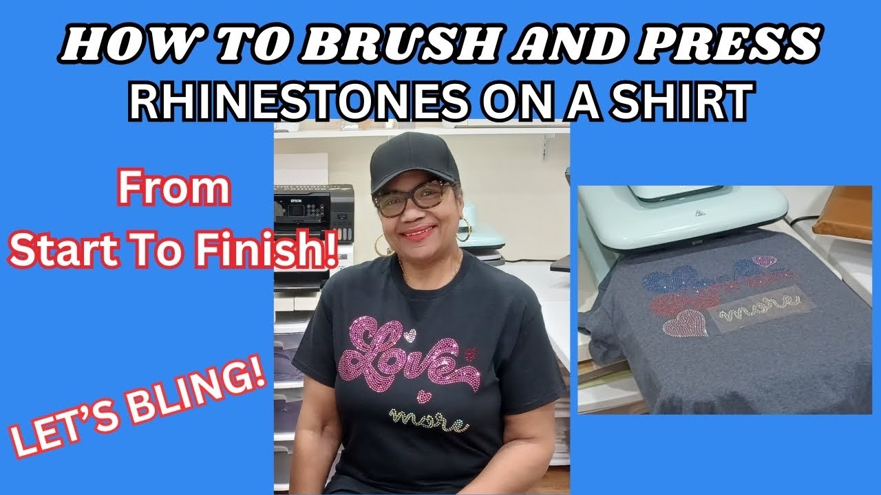 How To Brush And Press Rhinestones On A Shirt | From Start To Finish ...
