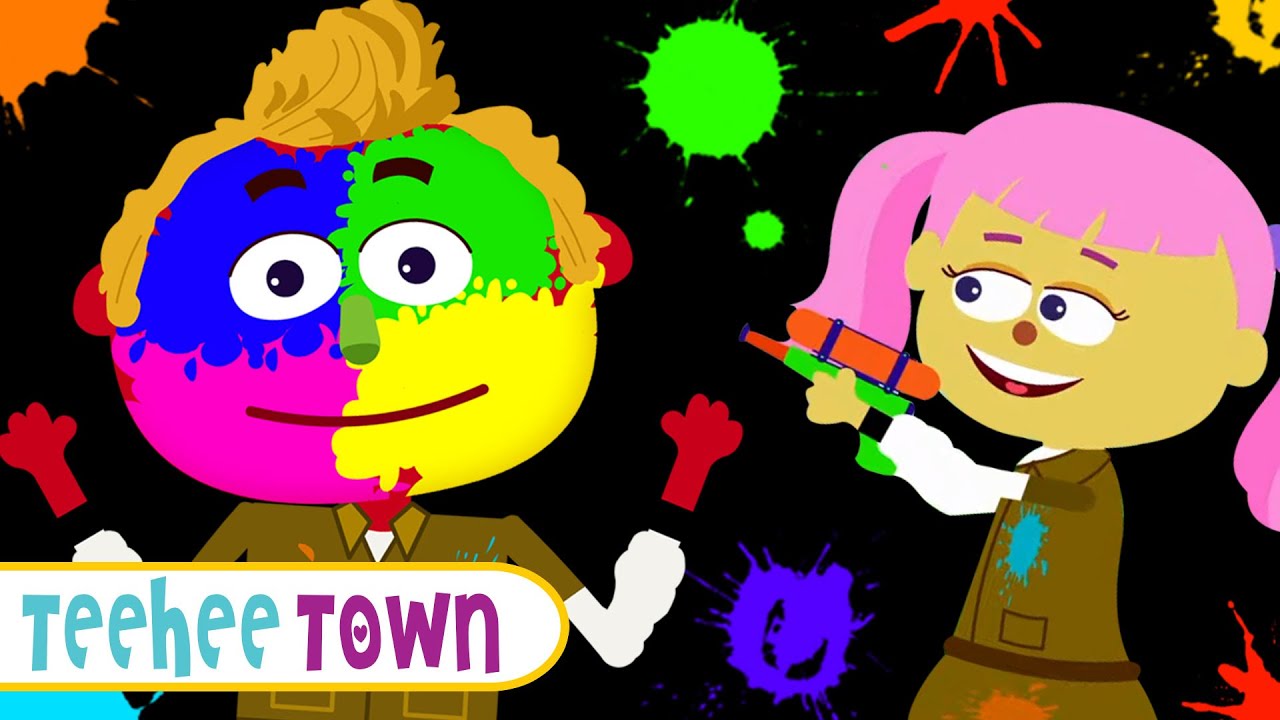 PaintBall Game With Len & Mini | Learn Colors With Finger Family Song ...
