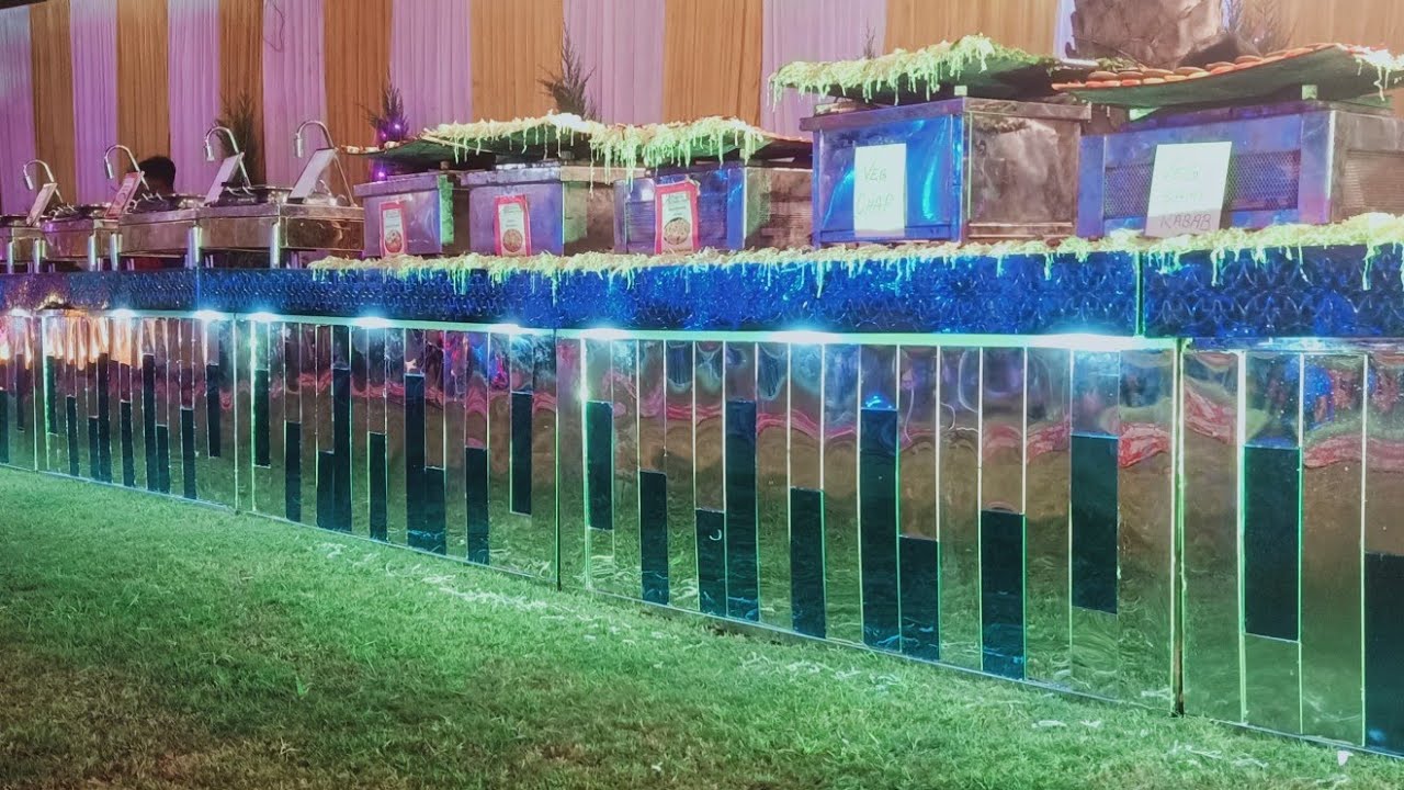 Catering counters and led display for wedding party - YouTube