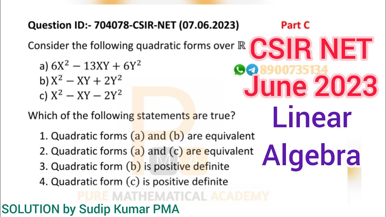 Csir Net June 2023 Linear Algebra Solution Mathematics Q Id 704078 By Sudip Kumar Pma
