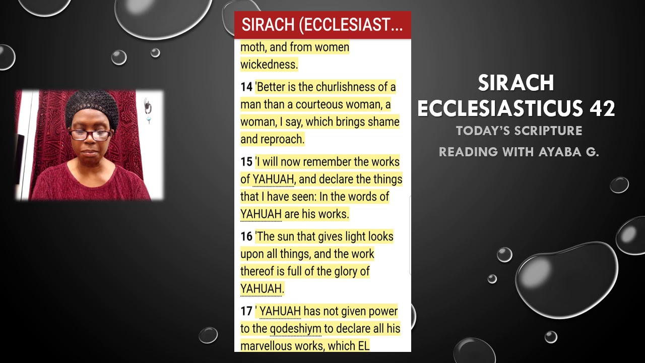 Sirach-Ecclesiasticus 42 - YouTube