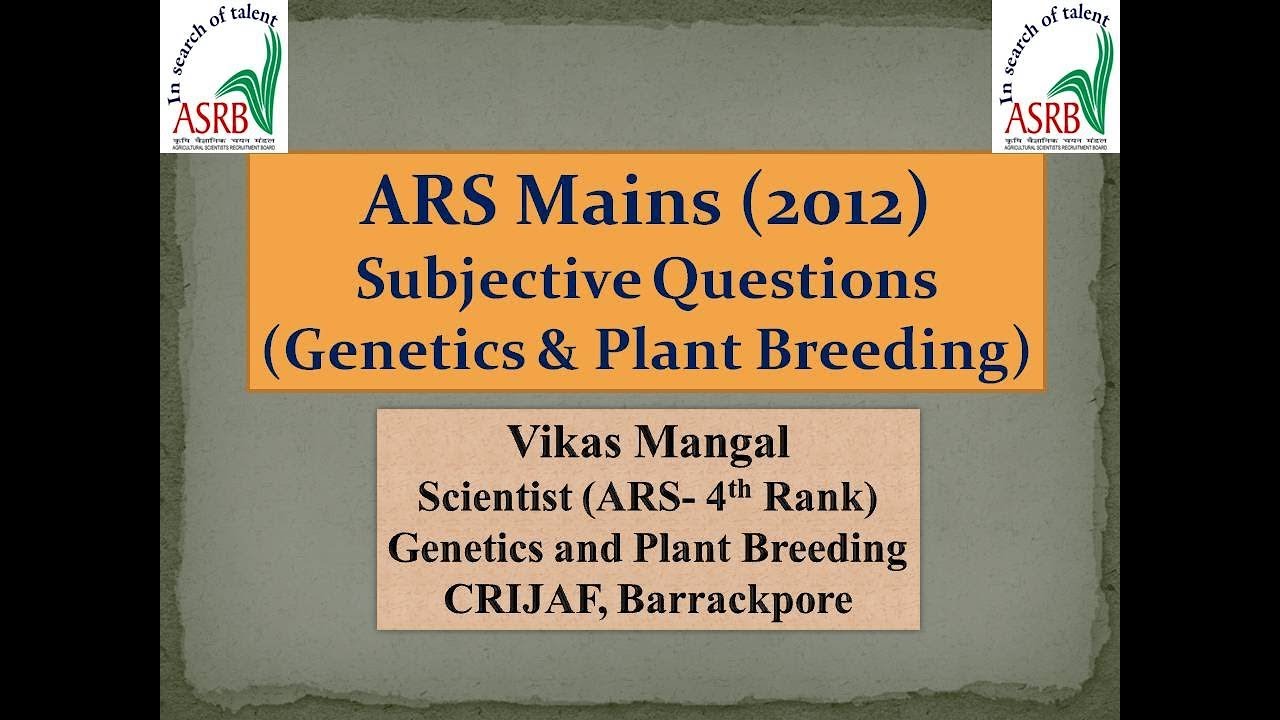 ARS Mains (2012) Paper | Agricultural Research Service | Genetics and ...