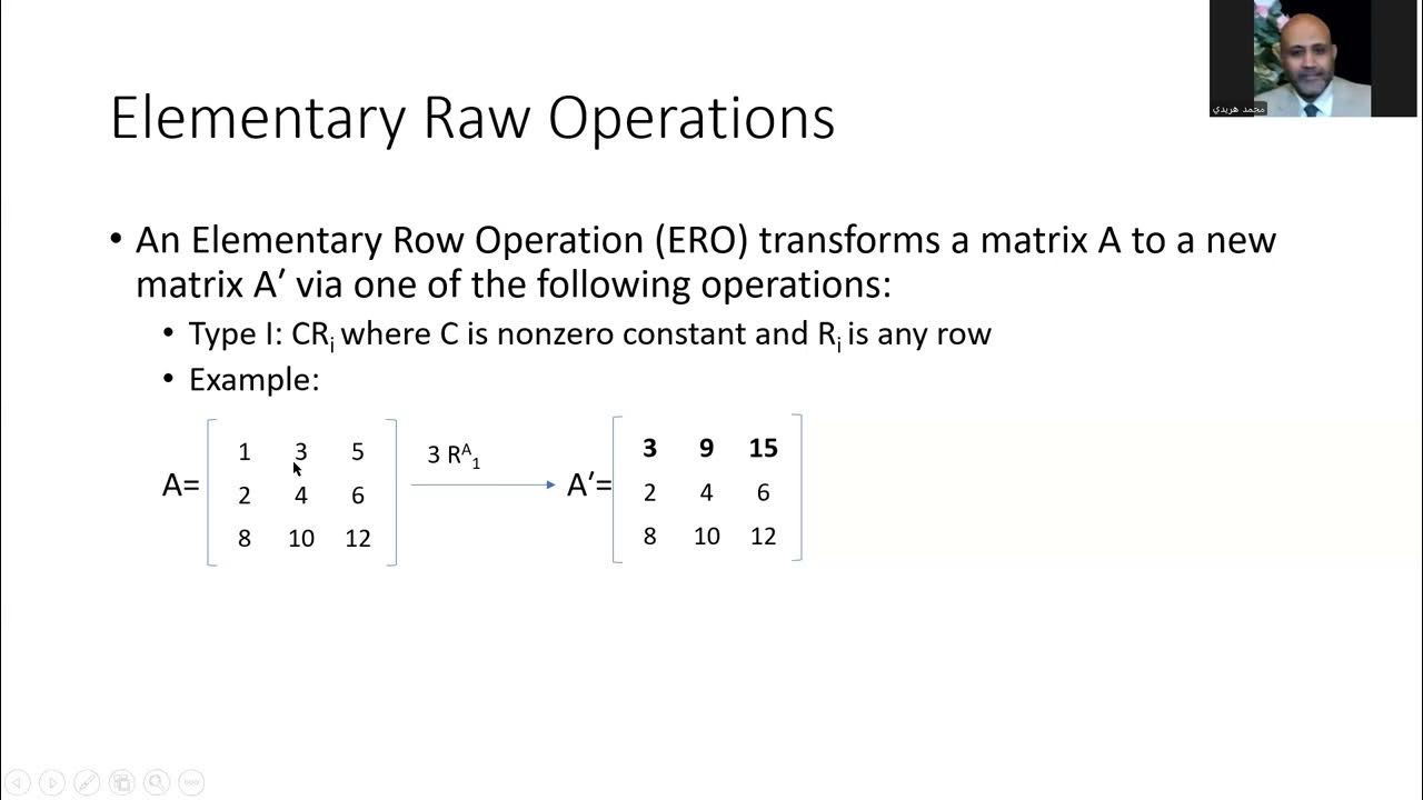 04-عمليات الصفوف Elementary Row operation - YouTube