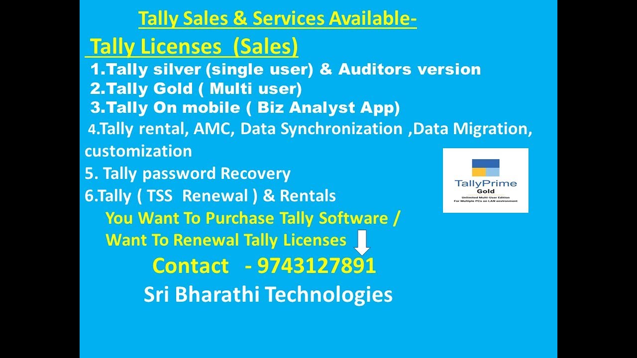 TALLY Software Sales & Services || What is Tally Single user & Multiple ...