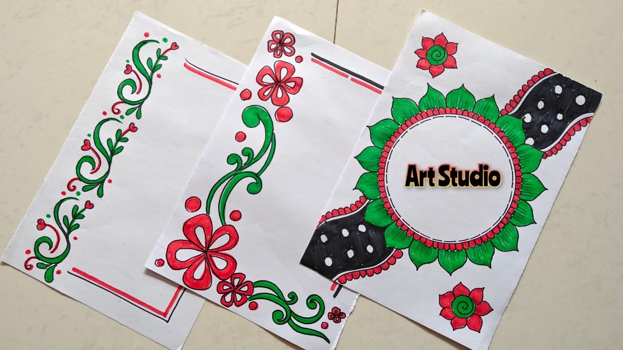 3 BEAUTIFUL BORDER DESIGNS/PROJECT WORK DESIGNS/A4 SHEET/FILE/FRONT ...